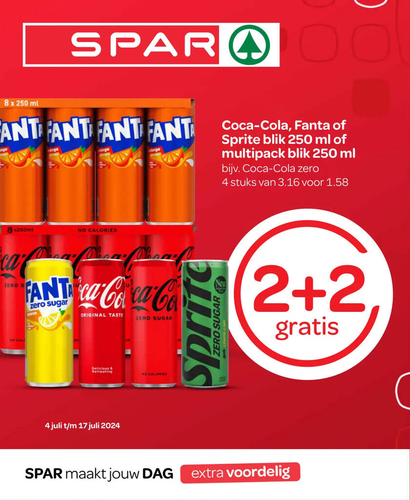 Coca-Cola, Fanta of Sprite blik 250 ml of multipack blik 250 ml 2+2 ...