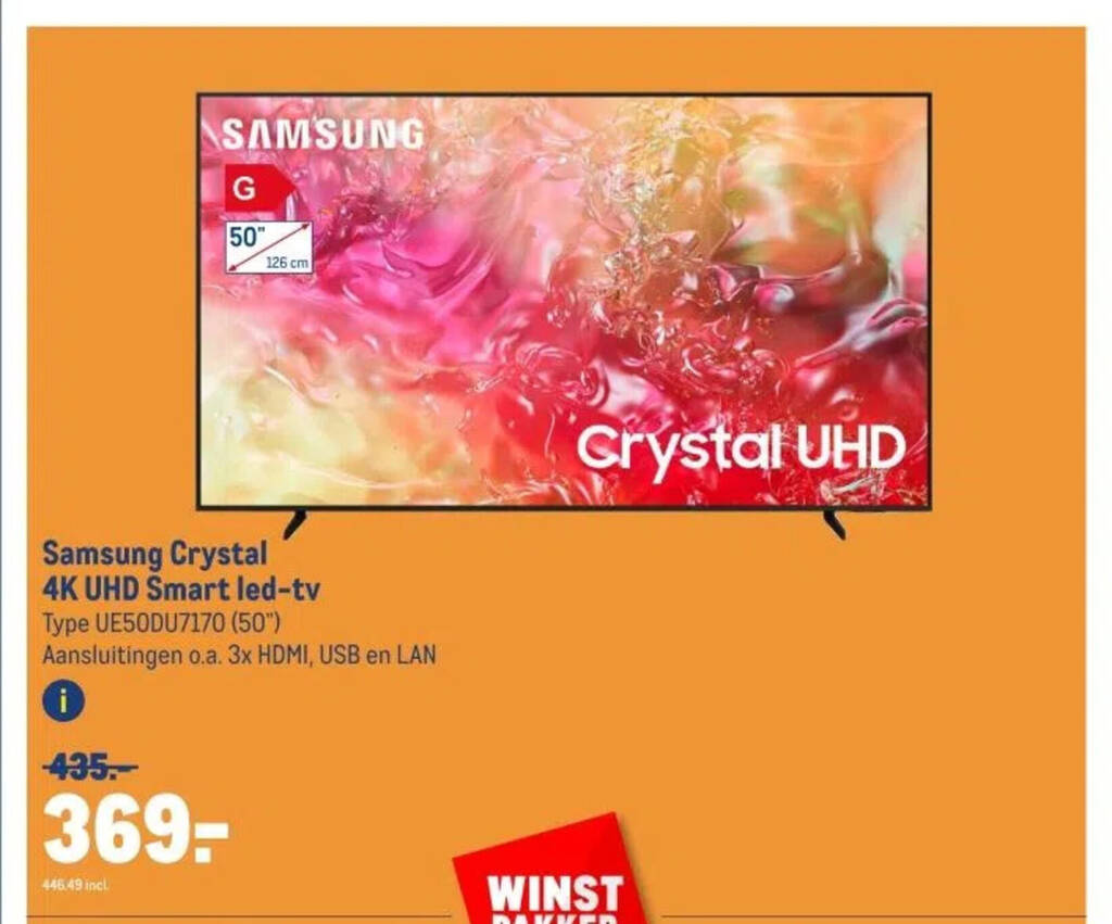 Samsung Crystal 4K UHD Smart led tv 50" aanbieding bij Makro