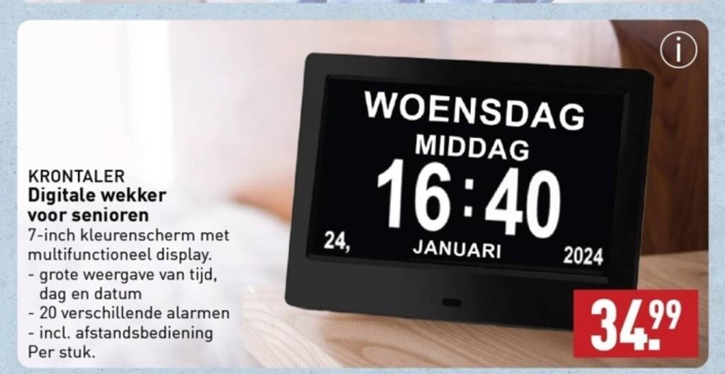 KRONTALER Digitale wekker voor senioren aanbieding bij ALDI