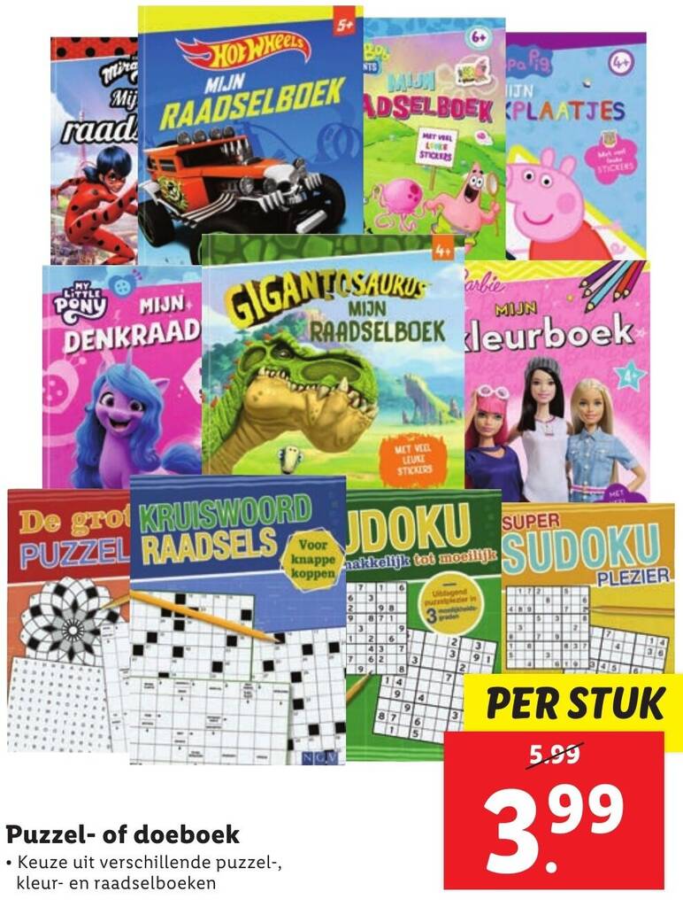 Puzzel of doeboek aanbieding bij Lidl