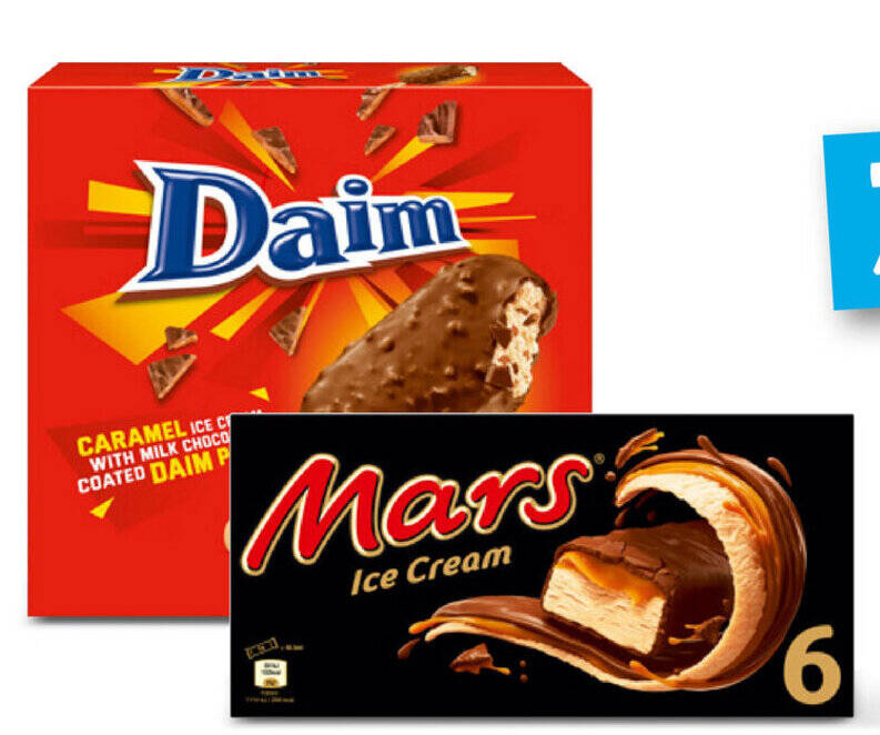 Mars snickers twix daim milka of oreo ijs per pak aanbieding bij Hoogvliet