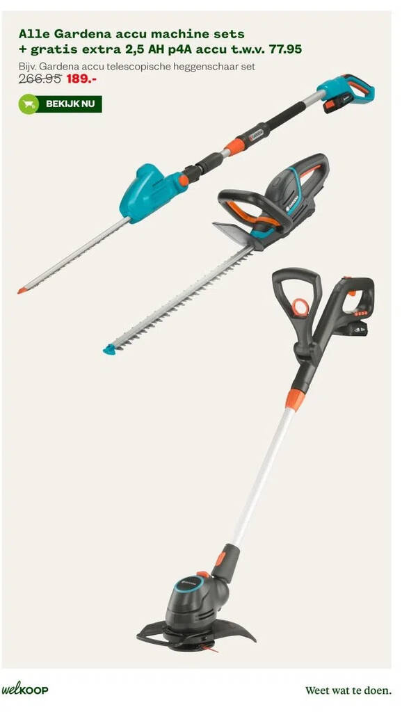 Alle Gardena accu machine sets aanbieding bij Welkoop