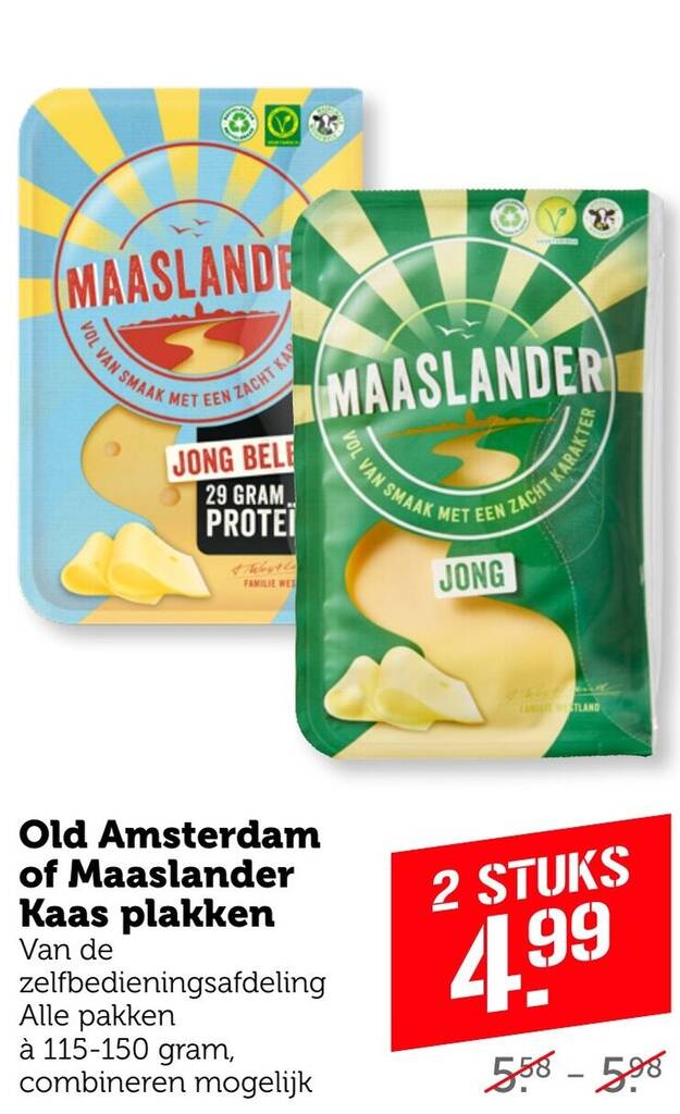 Old Amsterdam of Maaslander Kaas plakken 115-150g aanbieding bij Coop