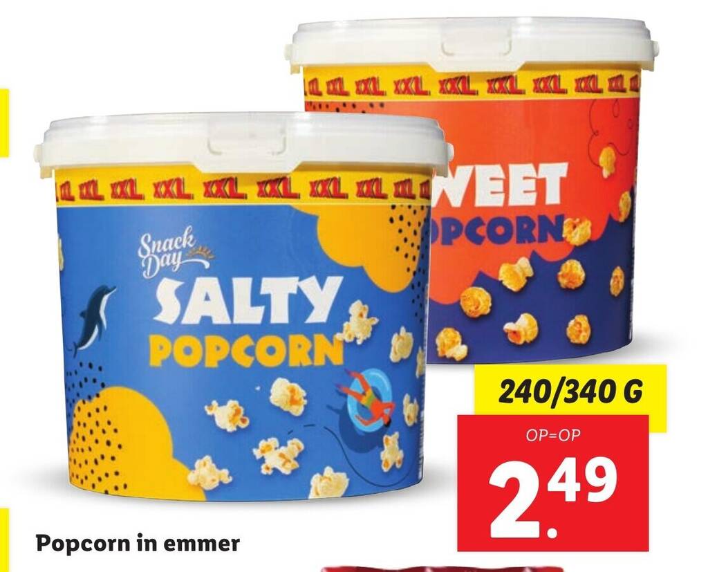 Popcorn in emmer 240/340 g aanbieding bij Lidl