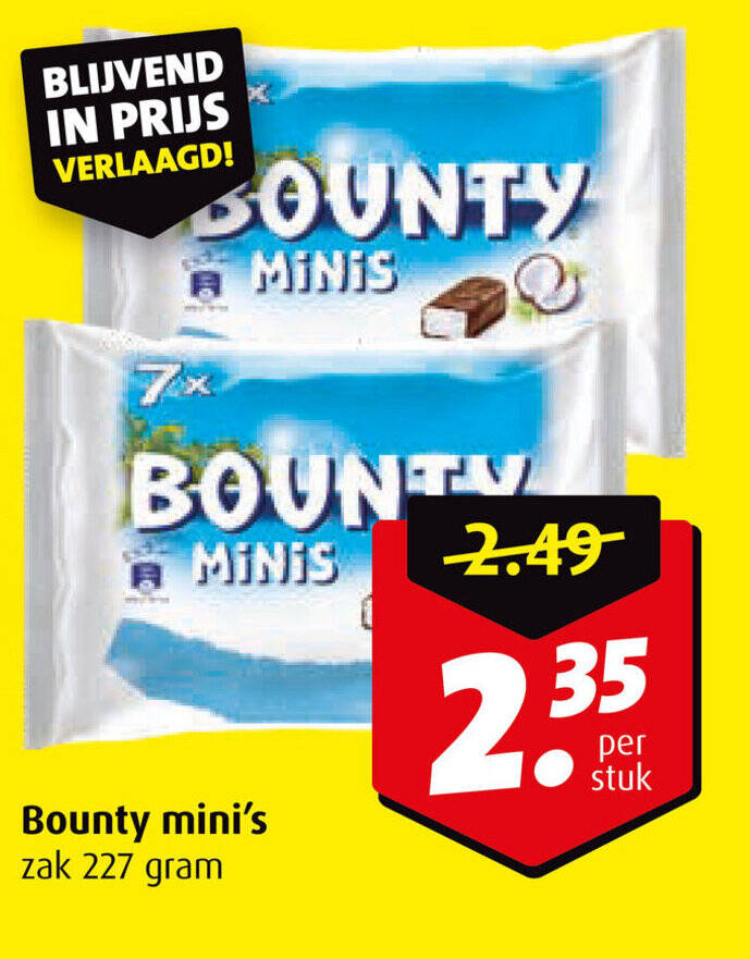 Bounty mini's 227 gram aanbieding bij Boni