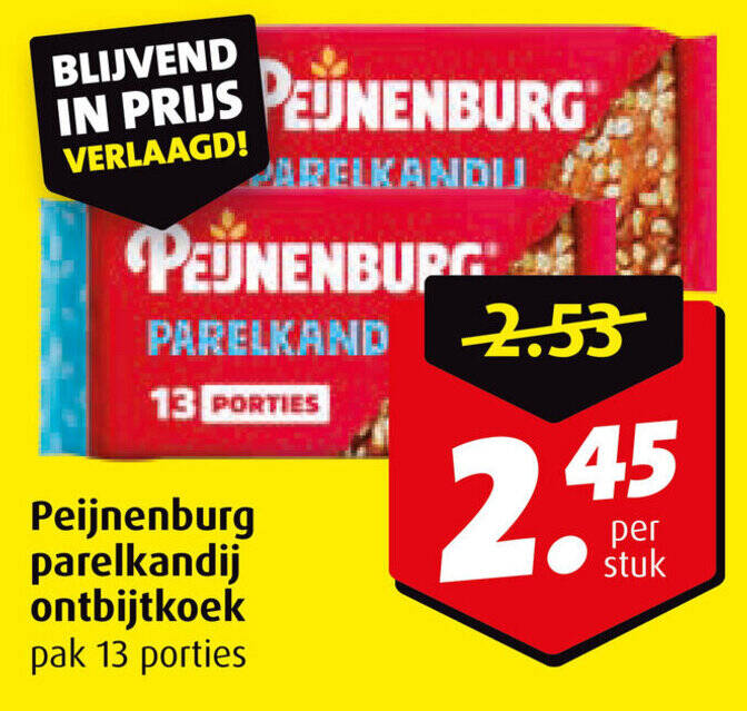 Peijnenburg parelkandij ontbijtkoek 13 porties aanbieding bij Boni