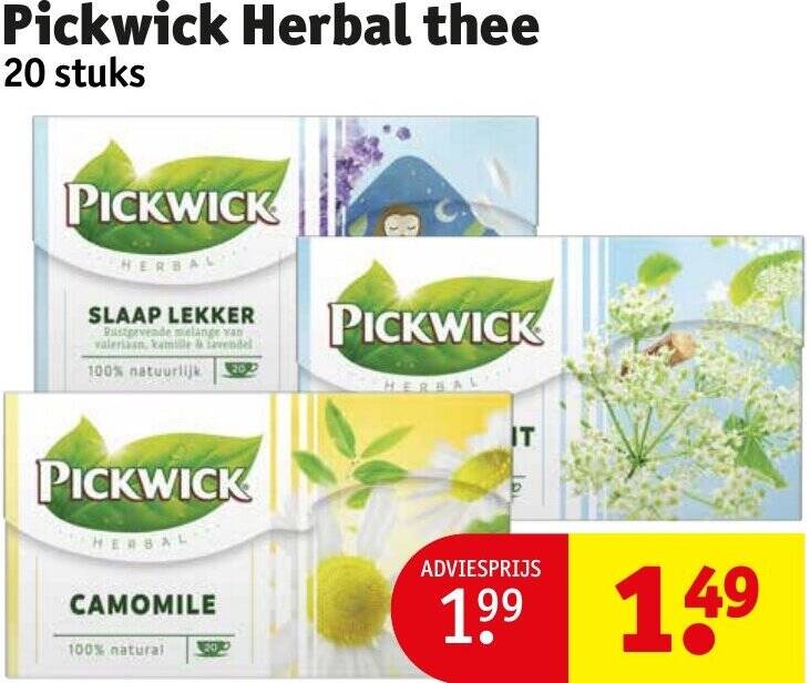 Pickwick Herbal thee 20 stuks aanbieding bij Kruidvat