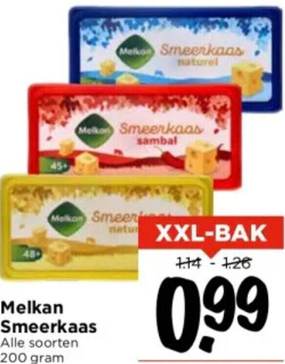 Melkan Smeerkaas 200g aanbieding bij Vomar Voordeelmarkt