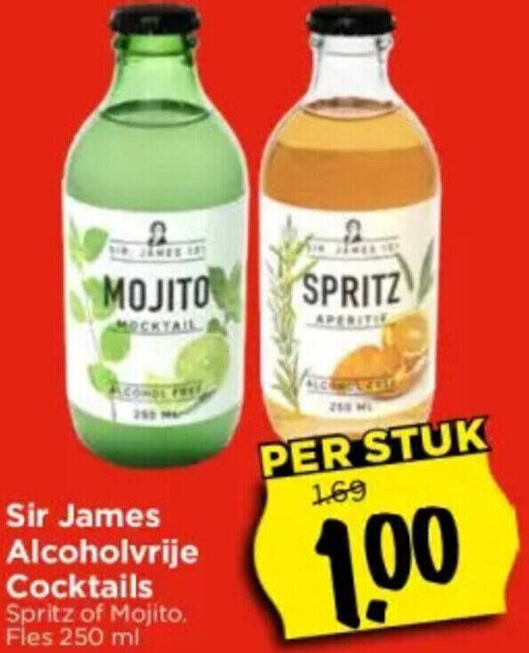 Sir James Alcoholvrije Cocktails 250 ml aanbieding bij Vomar Voordeelmarkt