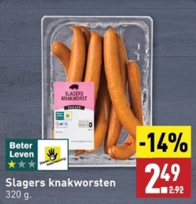 Slagers knakworsten 320g aanbieding bij ALDI