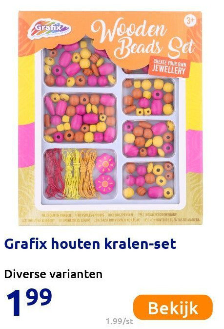 Grafix houten kralen-set aanbieding bij Action