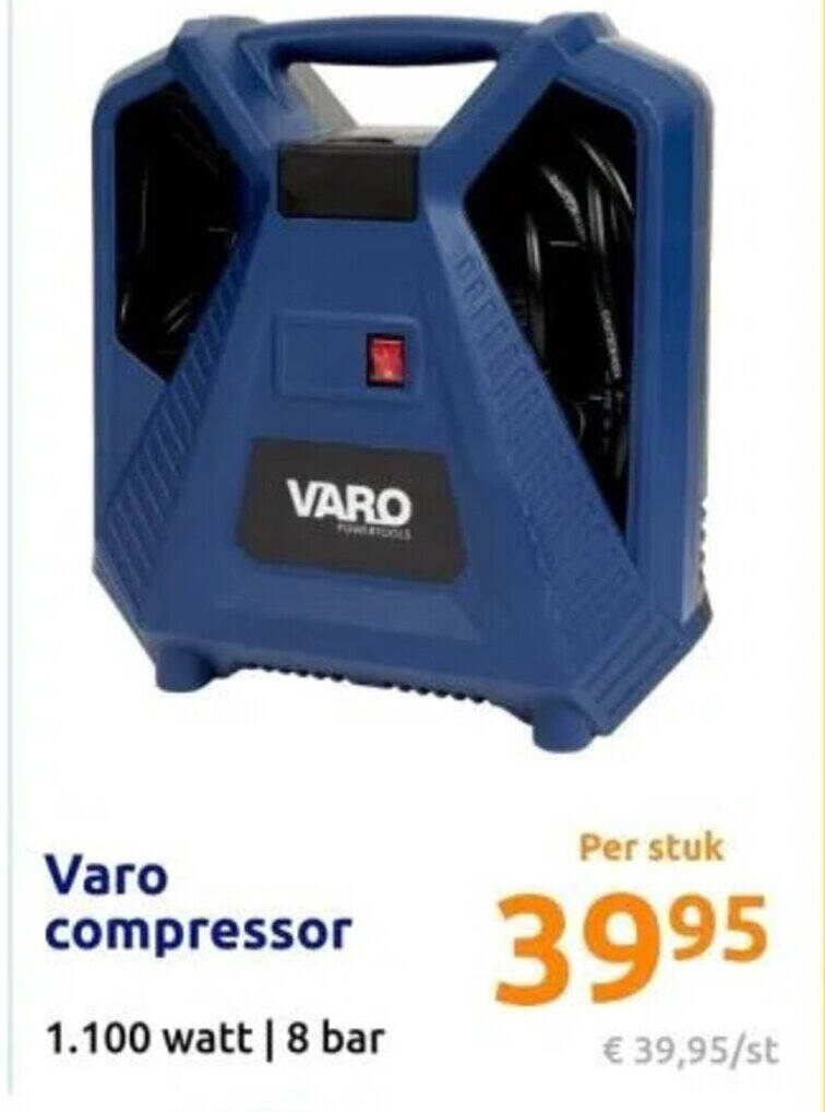 Varo compressor 1.100 watt | 8 bar aanbieding bij Action