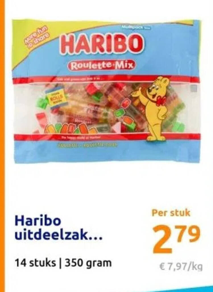 Haribo uitdeelzak 14 stuks | 350 gram aanbieding bij Action