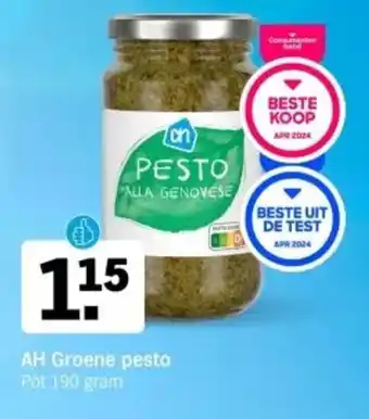 AH Groene pesto Pot 190 gram aanbieding bij Albert Heijn