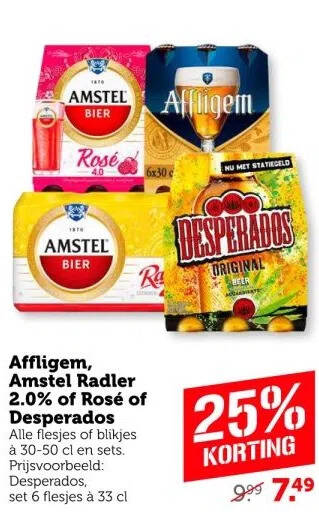 Amstel Radler 2.0% of Rosé of Desperados aanbieding bij Coop