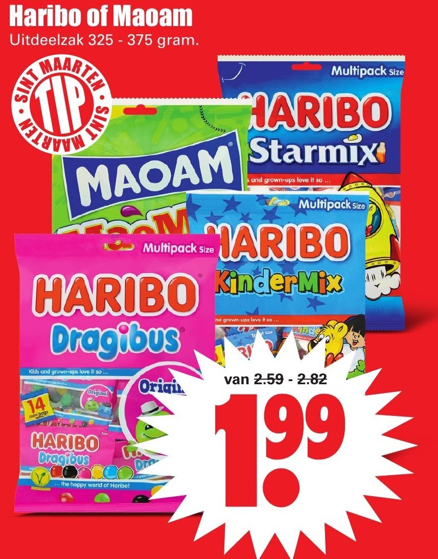 Haribo of Maoam 325-375g aanbieding bij Dirk