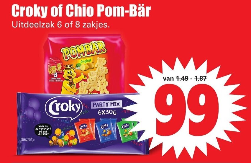 Croky of Chio Pom-Bar aanbieding bij Dirk