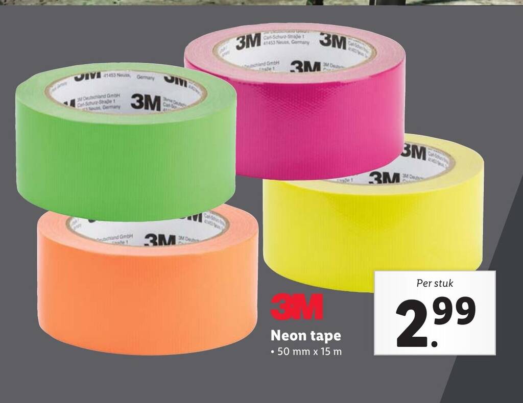 3M Neon tape aanbieding bij Lidl