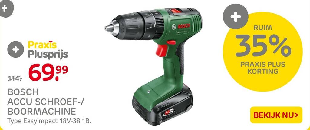 Bosch accu schroef boormachine aanbieding bij Praxis