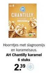 Hoorntjes met slagroomijs en karamelsaus. AH Chantilly karamel 6 stuks ...
