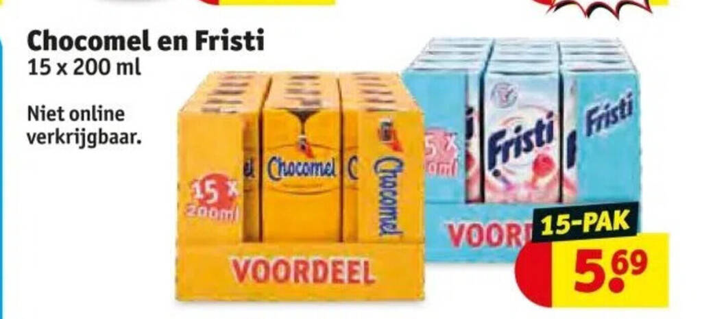 Chocomel en Fristi 15 x 200 ml aanbieding bij Kruidvat