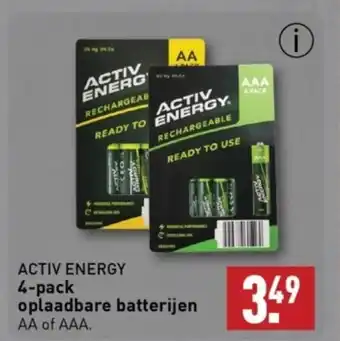 ACTIV ENERGY 4-pack oplaadbare batterijen aanbieding bij ALDI