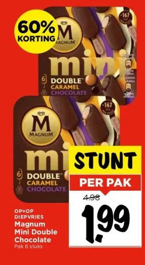 DIEPVRIES Magnum Mini Double Chocolate aanbieding bij Vomar Voordeelmarkt