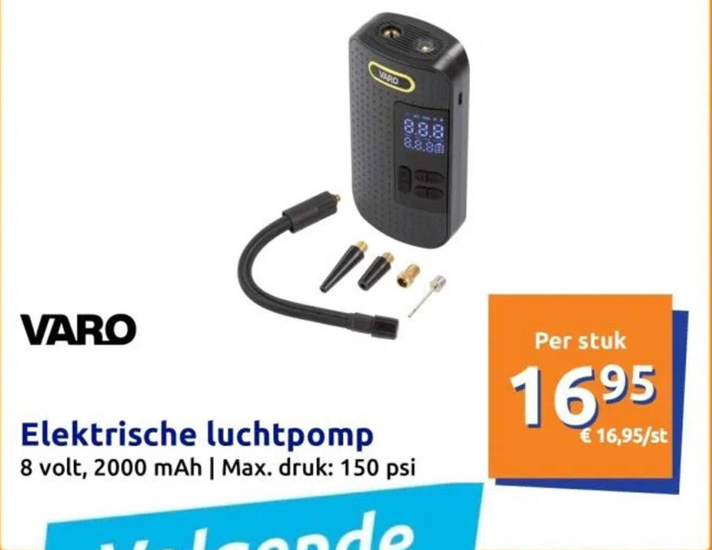 Varo elektrische luchtpomp per stuk aanbieding bij Action