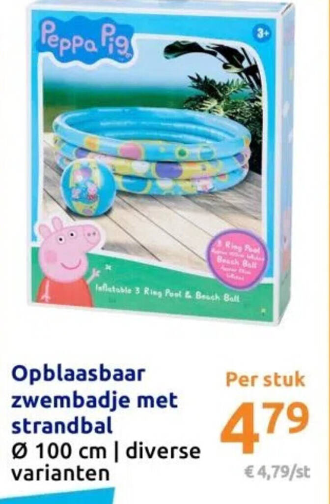 Opblaasbaar zwembadje met strandbal per stuk aanbieding bij Action