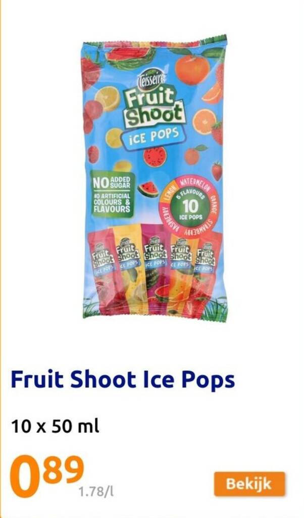 Fruit shoot ice pops 10 x 50 ml aanbieding bij Action