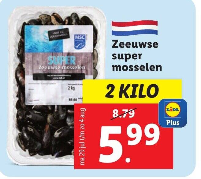 Zeeuwse super mosselen 2 kg aanbieding bij Lidl