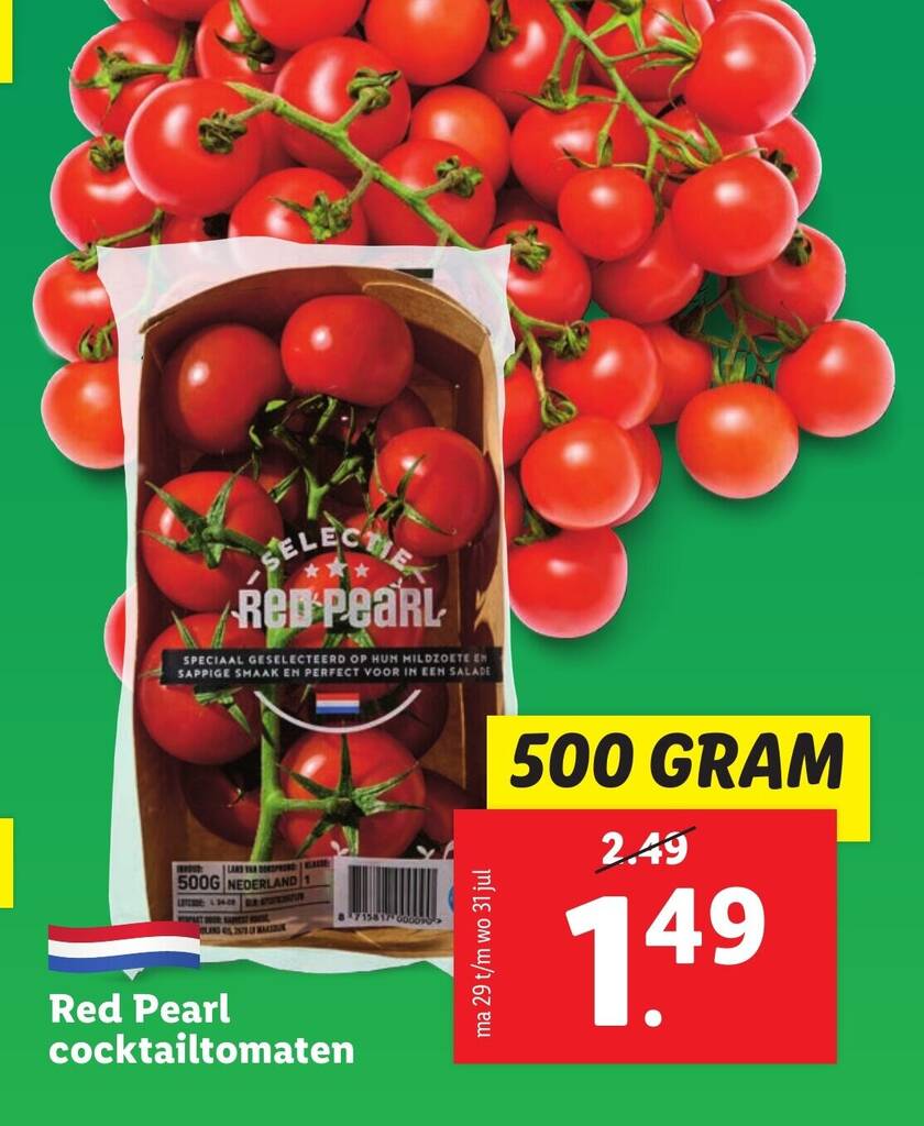 Red Pearl cocktailtomaten 500 GRAM aanbieding bij Lidl