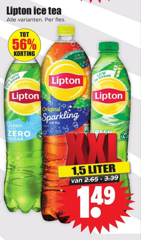 Lipton ice tea 1,5 liter aanbieding bij Dirk
