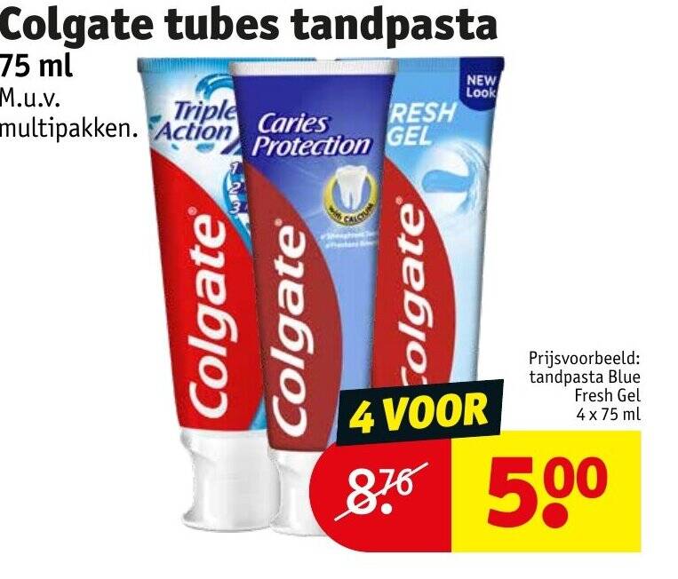 Colgate tubes tandpasta 75 ml aanbieding bij Kruidvat