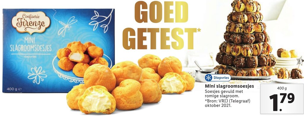 Mini slagroomsoesjes 400g aanbieding bij Lidl
