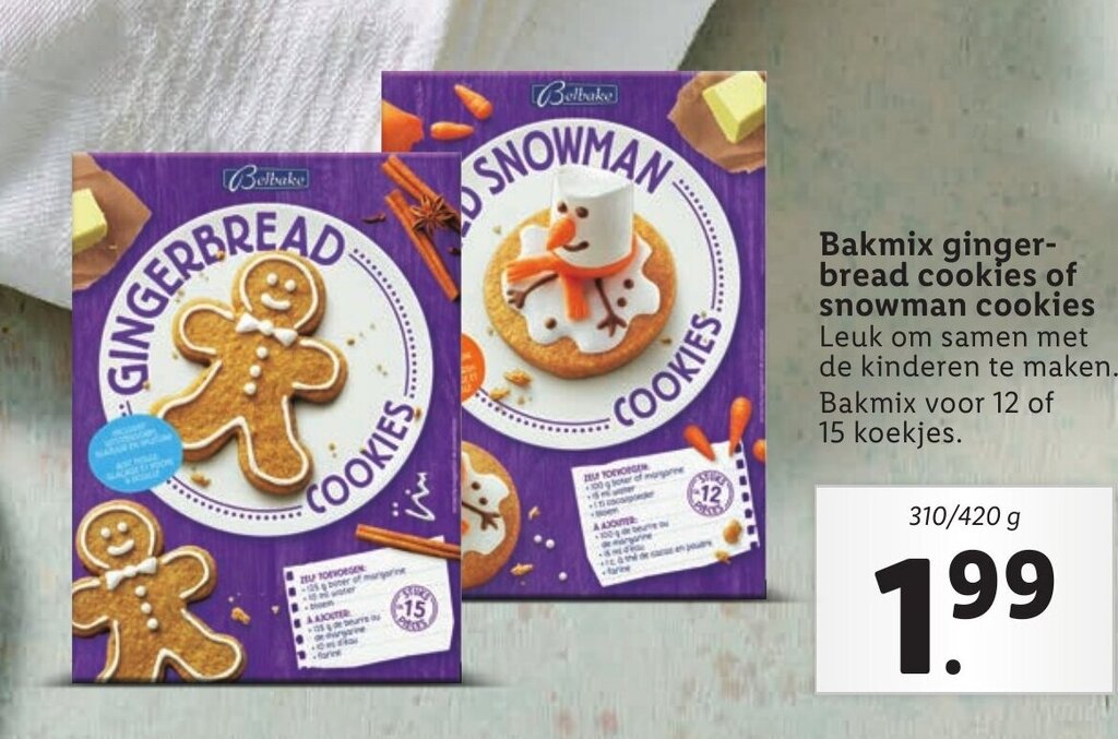 Belbake Bakmix gingerbread cookies of snowman cookies 310/420g ...