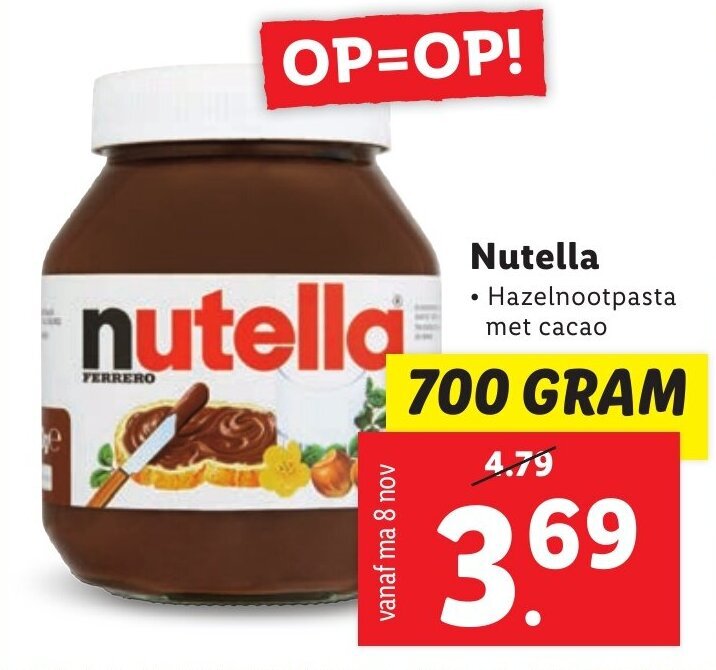 Nutella 700g aanbieding bij Lidl