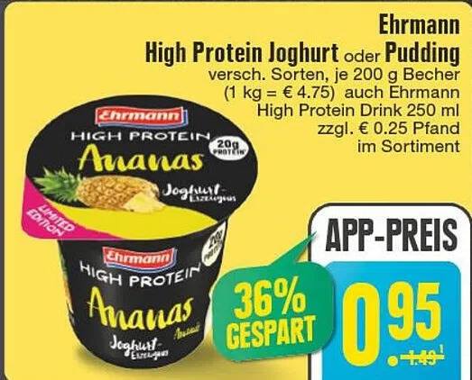 Ehrmann High Protein Joghurt oder Pudding aanbieding bij Edeka DE