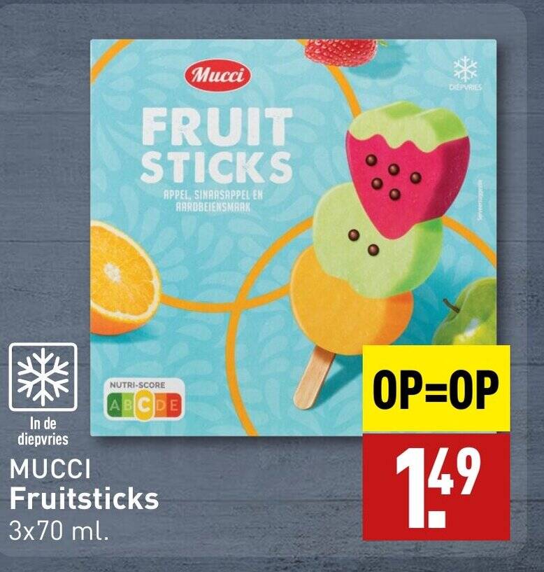 MUCCI Fruitsticks 3x70 ml. aanbieding bij ALDI