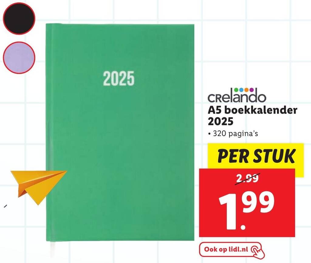 Crelando a5 boekkalender 2025 per stuk aanbieding bij Lidl