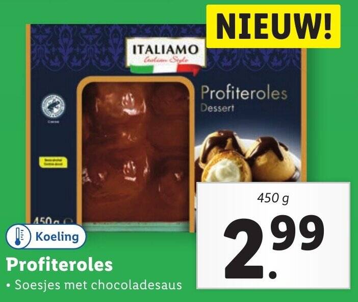 Profiteroles 450g aanbieding bij Lidl
