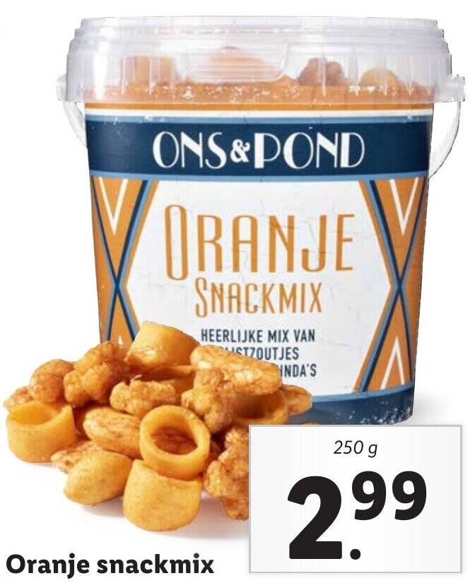 Oranje snackmix 250g aanbieding bij Lidl