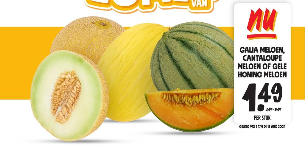 Galia meloen cantaloupe meloen of gele honing meloen per stuk ...
