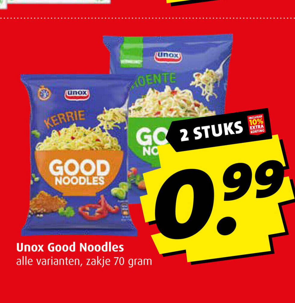Unox Good Noodles 70 gram aanbieding bij Boni