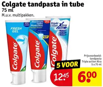 Colgate tandpasta in tube 5 x 75ml aanbieding bij Kruidvat