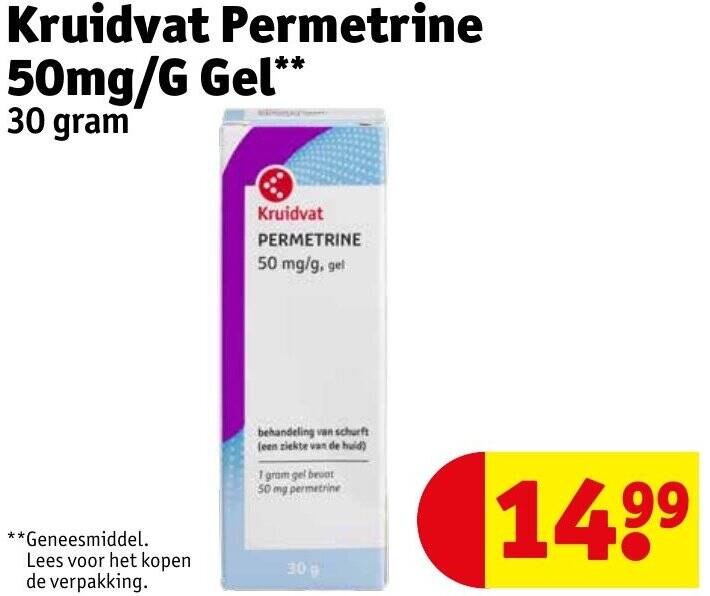 Permetrine 50mg/G Gel 30 gram aanbieding bij Kruidvat