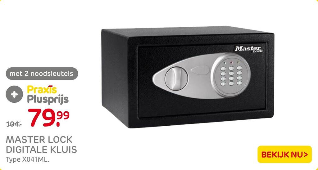 MASTER LOCK DIGITALE KLUIS Type X041ML. aanbieding bij Praxis