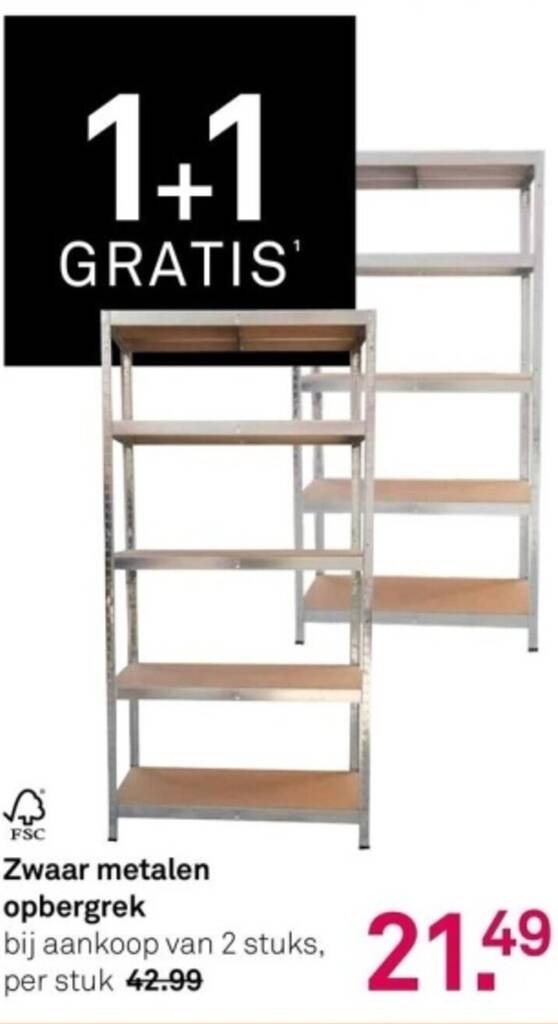 Zwaar metalen opbergrek aanbieding bij Karwei 1+1 gratis