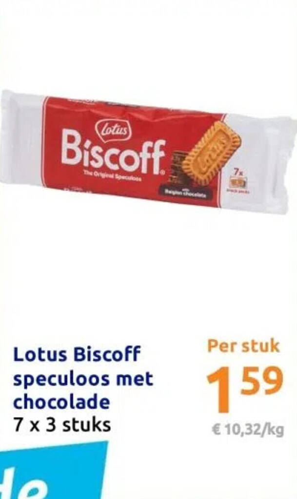 Lotus Biscoff speculoos met chocolade 7 x 3 stuks aanbieding bij Action