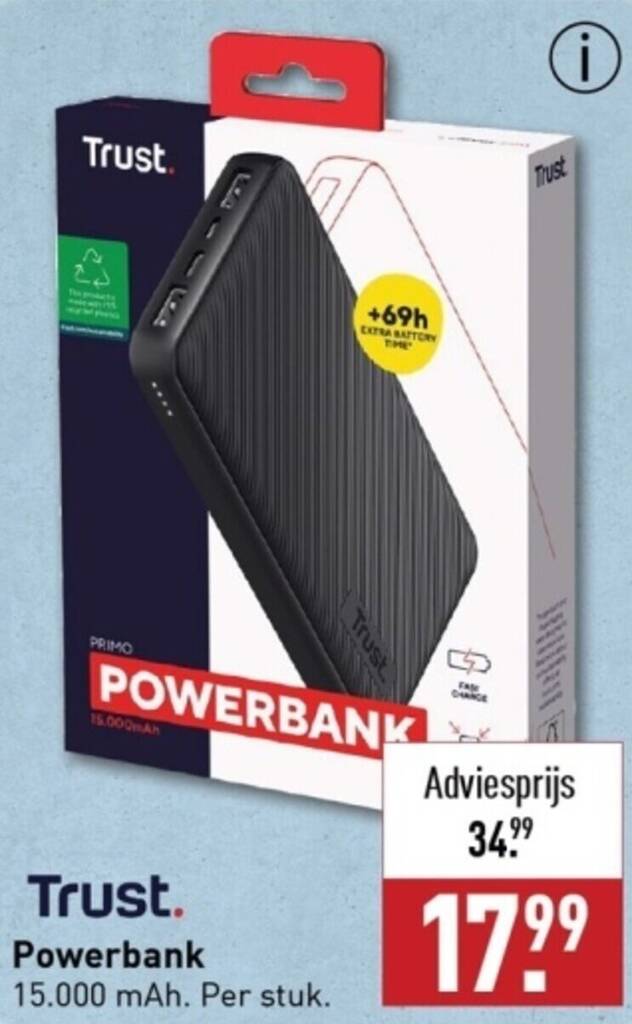 Trust Powerbank aanbieding bij ALDI